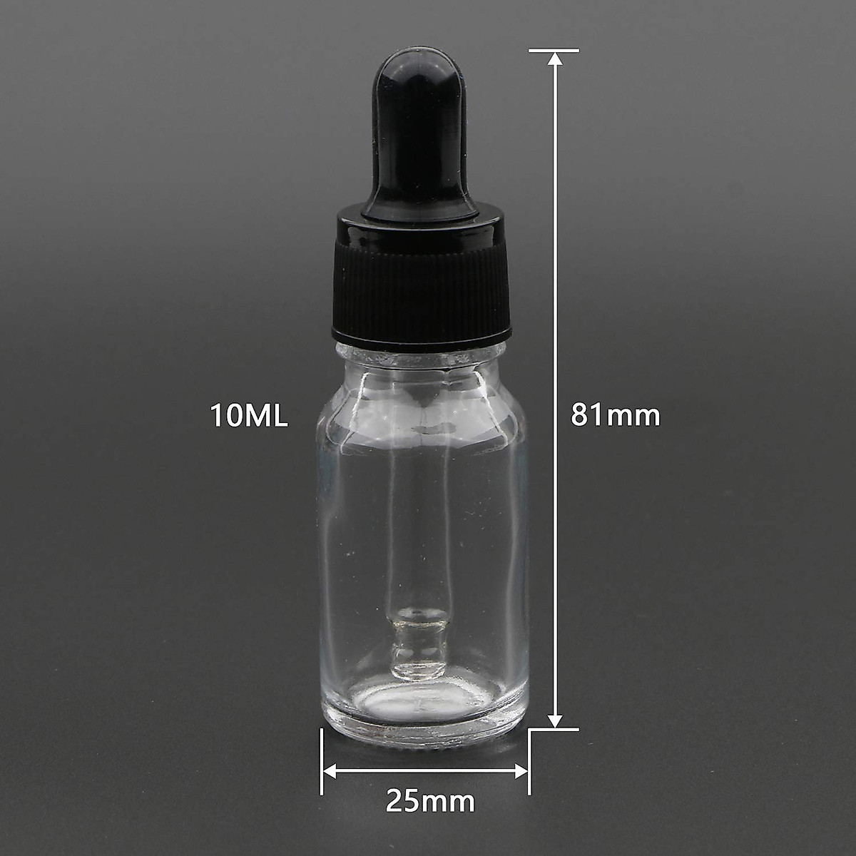 Kesell 8pcs Empty Refillable Clear Glass Essential Oil Bottles, 10ml Sample Storage Containers Vials Jars with Eye Dropper Dispenser and Black Screw Cap