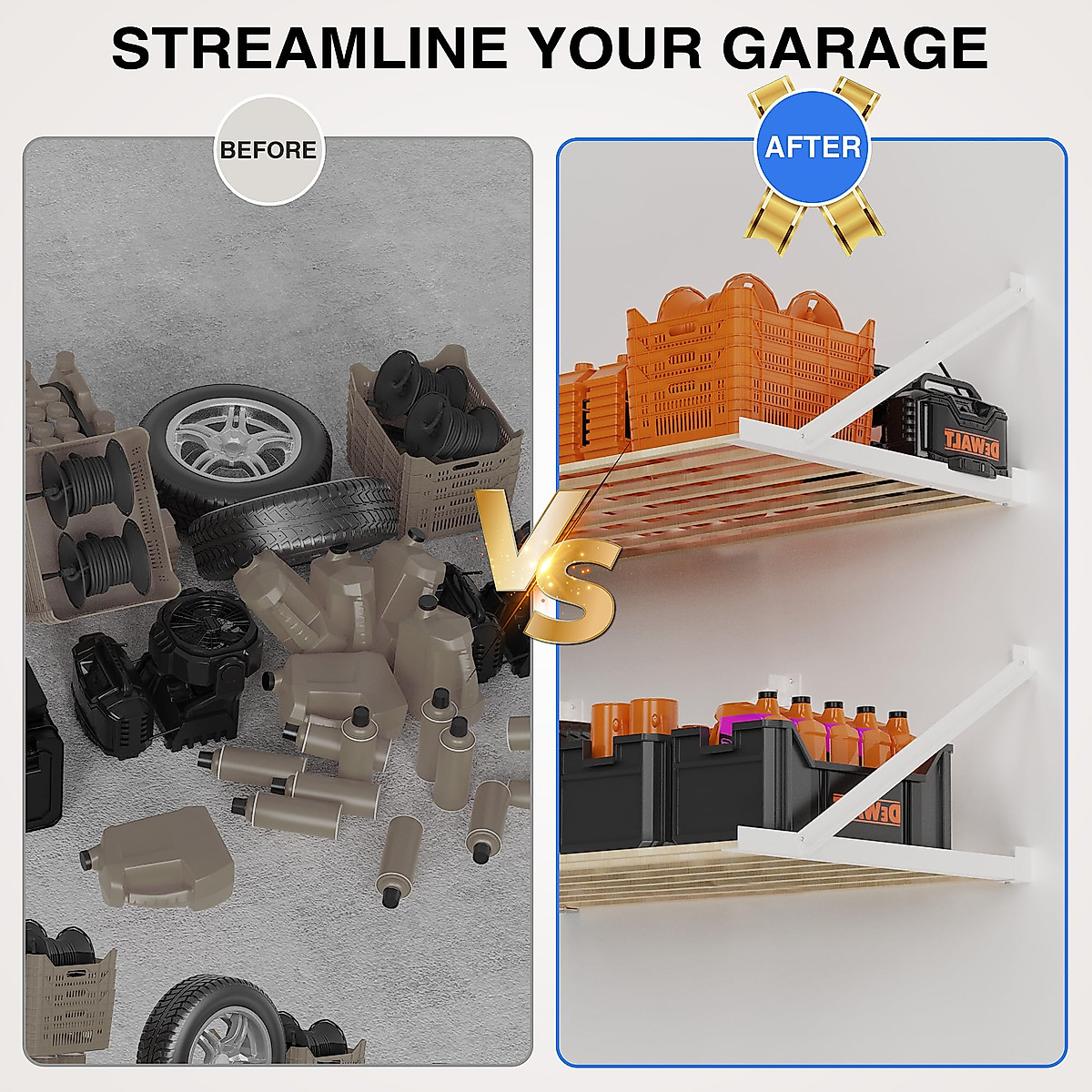 Yingsi-fty 4 Feet Garage Shelving Wall,White Universal Garage Storage Kit,Garage Wall Mounted Shelving System for Garage/Laundry/Kitchen/Hut (4-ft Length x 20-in Depth)