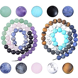 Massive Beads 140PCS 6MM Natural Crystal Beads Matte Mixed Stones Gemstone Round Loose Energy Healing Beads with Free Crystal Stretch Cord for Jewelry Making (Matte Mixed Stones, 6MM)