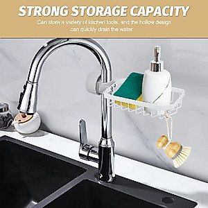 Quimoy Sponge Holder for Kitchen Sink, Kitchen Faucet Sponge Holder, Stainless Steel Faucet Rack -A Perfect Storage Accessory for Kitchen, Bathroom, Sponge, Scrubbers, Soap(Silver)