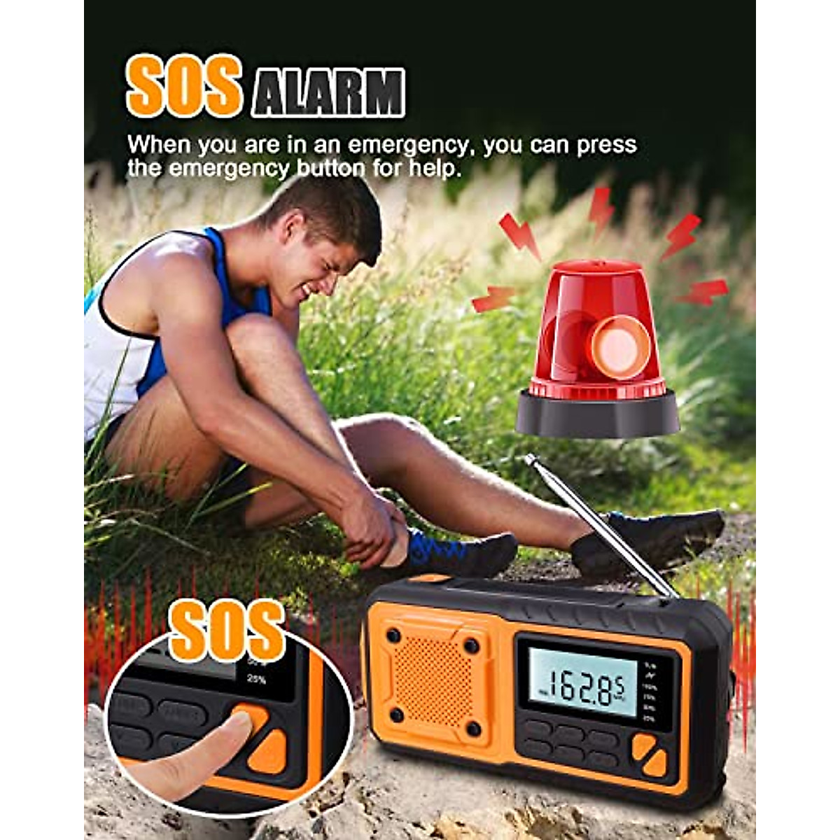 2023 Newest Emergency Radio, 4000mAh Power Bank Solar Hand Crank Radio, AM/FM/WB/NOAA and Alert Portable Weather Radio, Multifunctional SOS Alarm Survival Radio with Flashlight for Outdoor Home