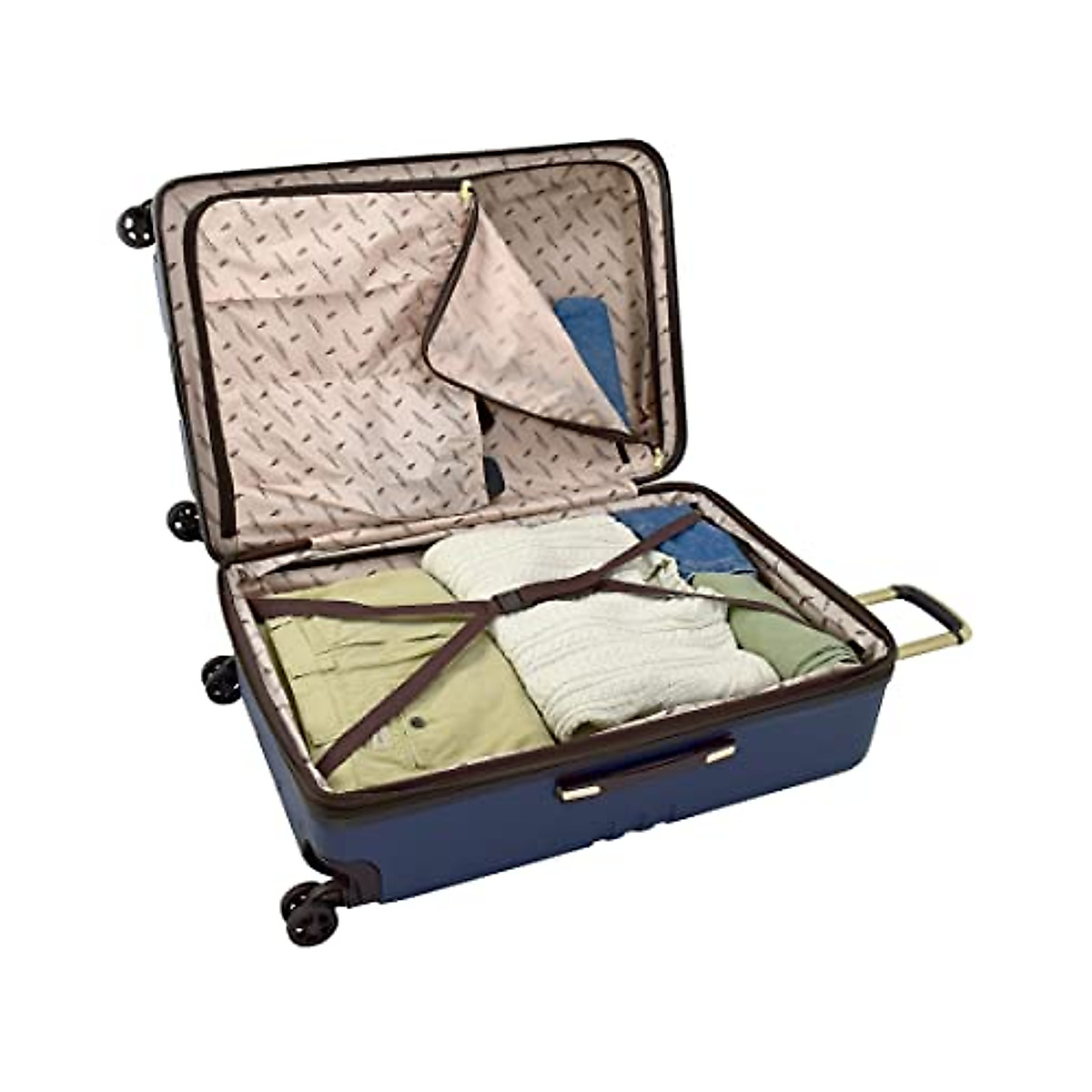London Fog Brentwood II Expandable HARDSIDE Spinner, Blue, Carry-On 20-Inch