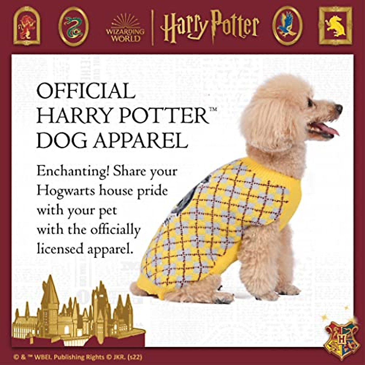 Harry Potter: Hufflepuff Pet Sweater - Size Small | Harry Potter Costumes for Dogs| Harry Potter Dog Apparel & Accessories for Hogwarts Houses, Hufflepuff Yellow