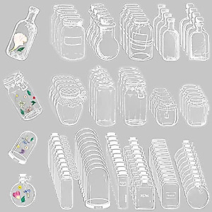 120 Pieces Mixed Size Transparent Dried Flower Bookmarks Kit Cute Bottle Shaped Flower Bookmark Maker Handmade DIY Transparent Floral Page Clear Floral Bookmark Point Tweezer Hole Punch