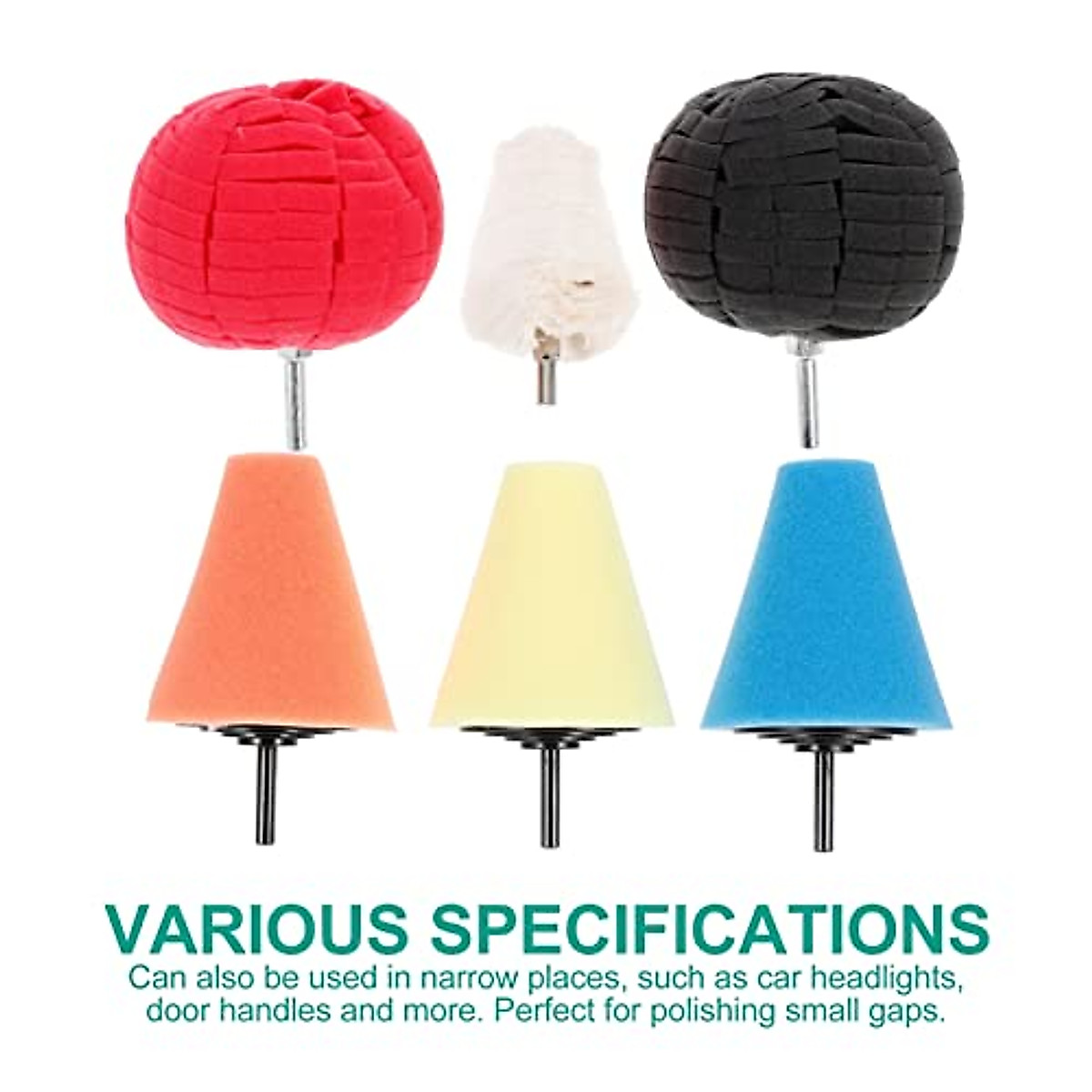 SEWACC Polishing Cone Car Buffers Polishing Kit Duffing 3 inch Car Hub Polishing Sponge Pads Polishing Wheel Foam Ball Sealing 6PCS/ Set for Aluminum Stainless Steel Car Care