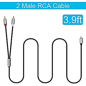 Lightning to RCA Cable Audio Aux Adapter, 3.3ft/1M Cable,Stereo Y Splitter Adapter for Phone, Pad and Pod Models for Power Amplifier, Car, Home Theater