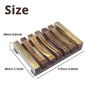 Sihuuu Soap Dish, Soap Saver Holder Soap Tray for Bathroom Shower Easy Cleaning, Dry, Stop Mushy Soap (Brown, Wood)
