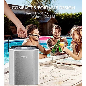 Ice Maker Countertop - Portable Ice Machine Makes 26 lbs of Ice in 24 Hours, 9 Ice Cubes in 6 Minutes, Self-Cleaning - Compact Nugget Ice Maker with Scoop and Basket for Home, Kitchen, and RV (Silver)
