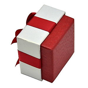 Paialco Jewelry Package Paper Gift Box Red Ribbon Bow-Knot 2 1/4-Inch by 2 1/4-Inch