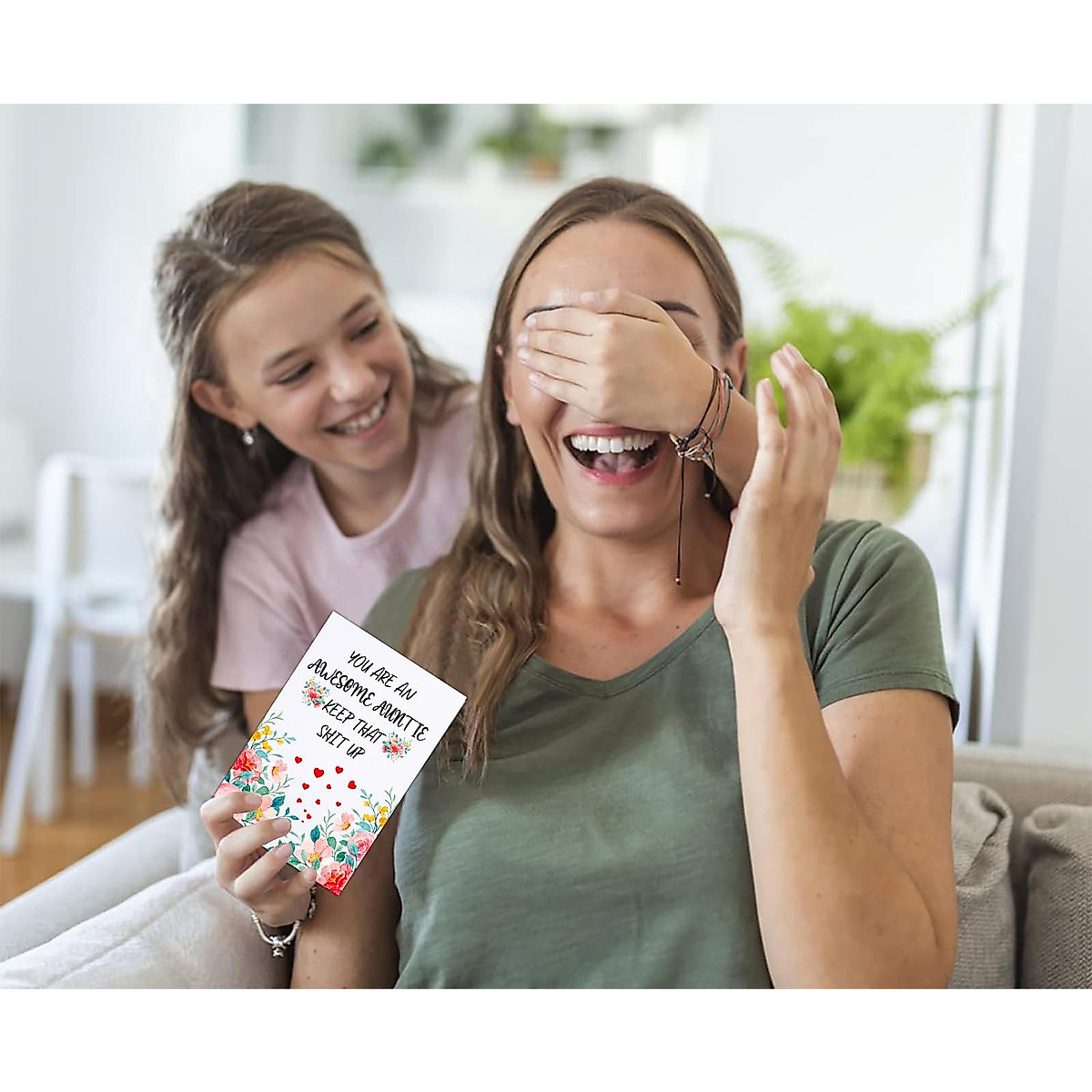 FLYAB Mothers Day Card for Aunt Auntie Funny Aunt Mothers Day Card from Niece Nephew You Are an Awesome Auntie Gift Card Happy Mother's Day Card with Envelope Birthday Gift Cards for Aunt Auntie