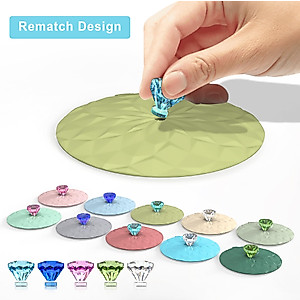 Cup Covers for Drinks, Silicone Cup Covers, Drink Cover, Silicone Lids for Cup, Mug, Wine Glass, Anti-dust Airtight Seal Heat Resistant Cup Lids (5 Pack-1Gray-Turquoise-Blue-Teal-Power)