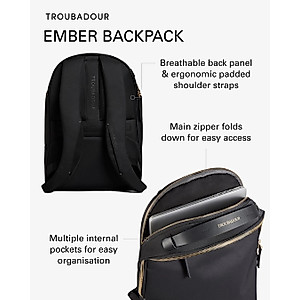 Troubadour Ember Backpack - Luxury Multipurpose Backpack - Made from Lightweight, Waterproof, Vegan Materials - Spacious Organization - Perfect for Travel, Work, School, the Gym, or On-The-Go - Navy