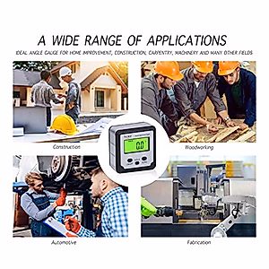 Digital Angle Finder by TickTockTools - Magnetic Mini Level and Bevel Gauge - Woodworking with Table or Miter Saw - Inclinometer - Precise Measurement Tool with LCD and Backlight - 180 Degree Rotation
