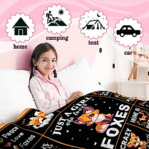 Kieetlan Fox Blanket Gifts, Fox Gifts for Girls, Just A Girl Who Loves Fox, Gifts for Fox Lovers,Fox Party Decorations Blanket 40”x50”