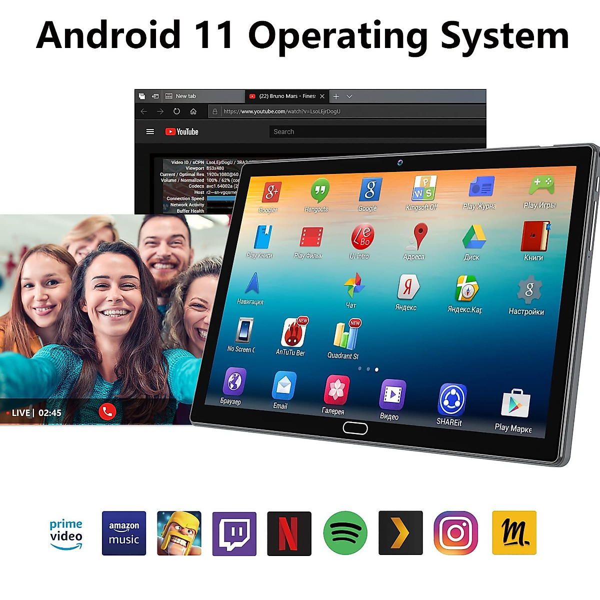 2024 Newest Android Tablet, 10 Inch Tablet with Keyboard, 4G Cellular Tablets 64GB Storage 512GB Expandable, 4G RAM Octa-Core 13MP Camera, Large Battery, Keyboard Mouse Case Stylus, WIFI Bluetooth GPS