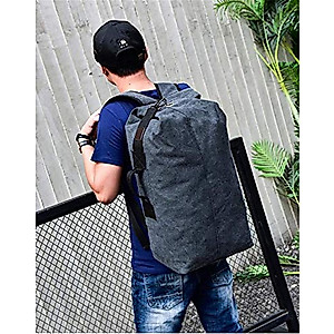 Military Duffel Bag Top Load Double Strap Canvas Backpack Army Travel (upgrade black small)