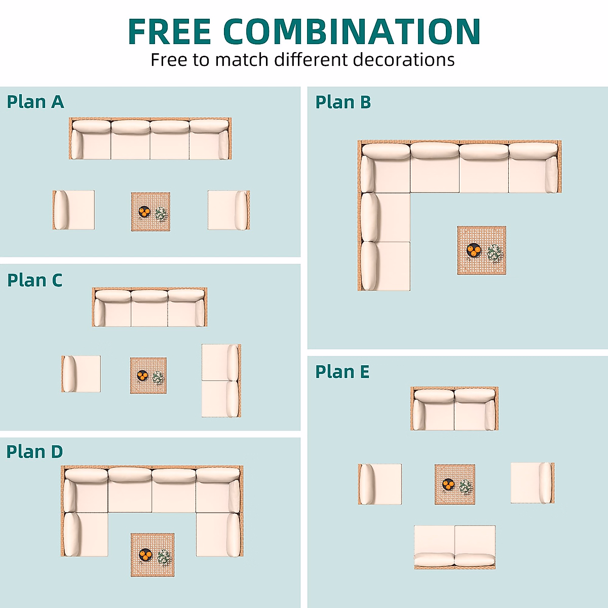 YITAHOME 7-Piece Patio Furniture Set, All-Weather PE Wicker Patio Conversation Set for Backyard Deck Poolside Porch, Outdoor Sectional Sofa with Coffee Table & Soft Cushions