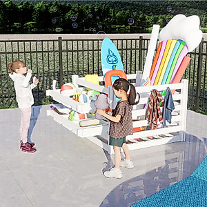 FENCETECH 63" L x 46" W x 38" H Vinyl Poolside Deckbox Storage Organizer, Pool Storage Equipment Organizer Holder (No Baskets)