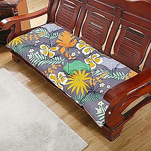 Outdoor Bench Cushion 48"x20", Waterproof Patio Cushions 3 Seaters Swing Cushion Replacement with Ties, for Garden Patio Furniture Lounger Bench (Flower, 48x20 in)