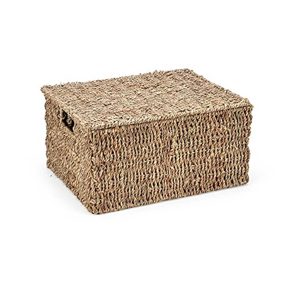 Set of 3 Rectangular Seagrass Baskets with Lids by Trademark Innovations