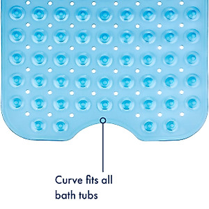 Tranquil Beauty Square Blue Shower Mat 53x53cm/21x21in | Non-Slip, Machine-Washable Quadrant Bath Mat for Walk in Shower Tray | Shower Mats Non-Slip Suction Cups Ideal for Kids & Elderly