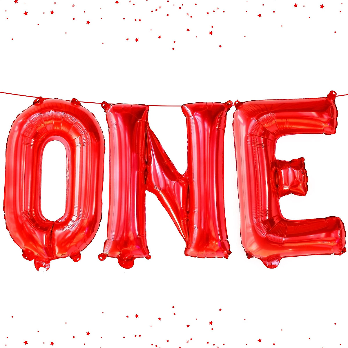 KatchOn, Big Red Metallic Balloons - Pack of 6 | Red Foil Balloons, One Birthday Balloon | Red One Balloon for Berry First Birthday Decorations and Red Birthday Decorations