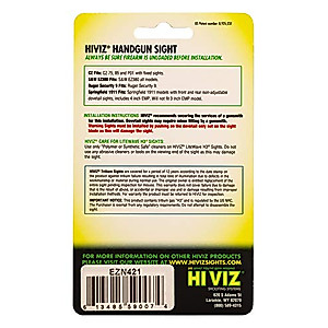 HiViz® Litewave H3 Sight Tritium LitePipe Day/Night for S&W EZ380, Green/Orange litepipes w/White Front Ring, One Size, Model: EZN421