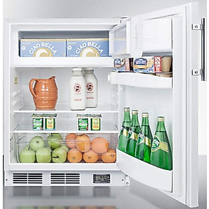 Summit Appliance BKRF661 Counter Height 24" Wide Break Room Refrigerator-Freezer in White with NIST Calibrated Thermometer, Cycle Defrost Adjustable Thermostat and High/Low Temperature Alarm