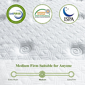 King Mattress, 12 Inch Hybrid Mattress In a Box with Gel Memory Foam, Individual Pocket Spring for Motion Isolation, Deep Sleep, Medium Firm Feel King Size Mattress, 100 Nights Trial, CertiPUR-US