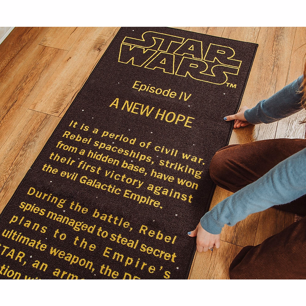 Star Wars: A New Hope Title Crawl Printed Area Rug | Indoor Floor Mat, Accent Rugs for Living Room and Bedroom, Home Decor for Kids Playroom | Lucasfilm Gifts and Collectibles | 26 x 77 Inches