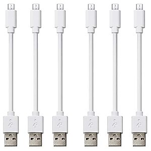 CLZWiiN Short Micro USB Cable (6 Pack 1FT White), Android Phone Charger Cord, High Speed Charging and Sync Data Cables for Charging Station, Smartphone, Power Bank and More
