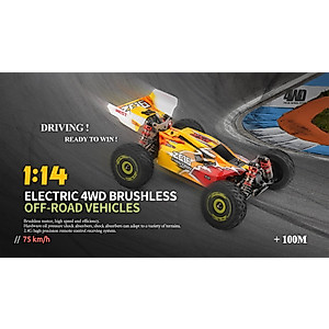 WLtoys 144010 144001 75KM/H 2.4G RC Car Brushless 4WD Electric High Speed Off-Road Remote Control Drift Toys for Children Racing 144010 1B 1500mah