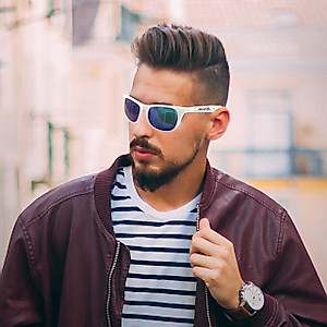 DISCOUNT PROMOS Personalized UV Protected Color Lens Sunglasses with White Frames - 50 pack - Sunglasses - Customizable Text, Logo - Blue