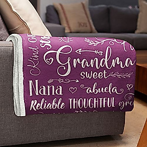SIMORAS Grandma Blanket with Sleep Mask, Socks and Gift Box - Grandma Throw Blanket for Christmas, Mothers Day - Grandma Gifts for Grandmother Birthday - Fleece Blanket, Purple 60" x 50"