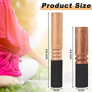Nuanchu 2 Pieces Tibetan Singing Bowl Mallet Suede Wooden Striker Leather Wrapped Meditation Mallet Sound Bowl Stick Buddha Musical Instruments for Buddhist Meditation Yoga Chime (Black and Brown)