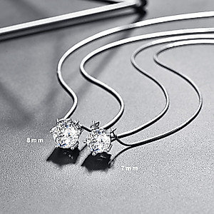 PRAYMOS 925 Sterling Silver 2 Carat Cubic Zirconia Necklace for Women Gifts Solitaire Necklace Dainty