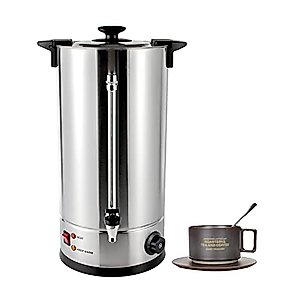 Hot Water Dispenser, 25L/6.6 gal Commercial Stainless Steel Electric Hot Water Boiler With Double-layer Barrel Wall, Portable Thermostable Tea Urn Coffee Boiler With Practical Faucet For Hot Drinks