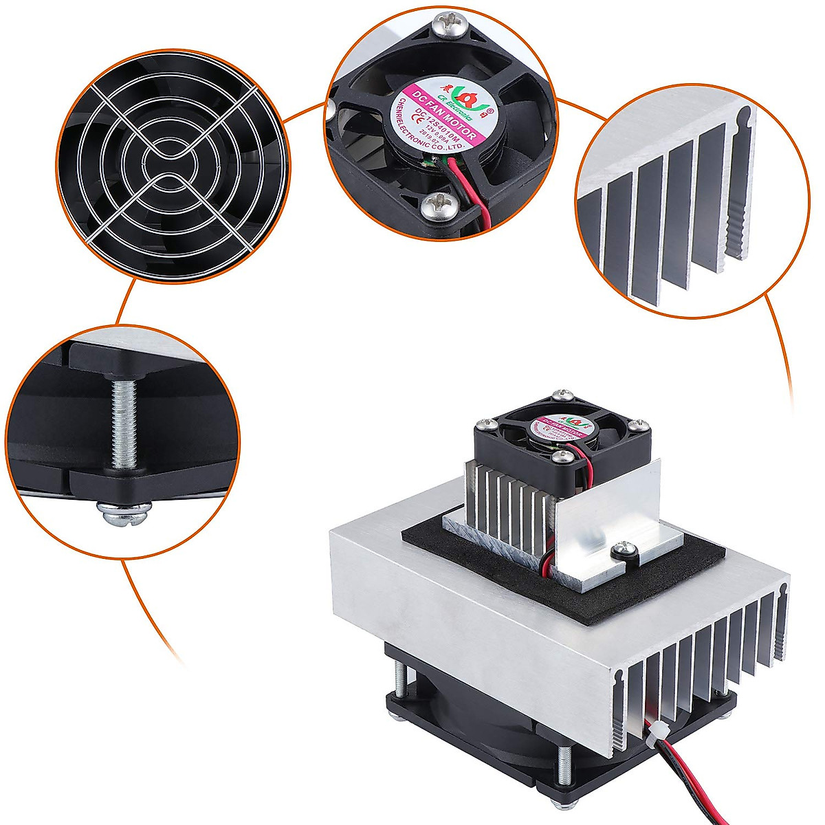 ESUMIC DC 12V DIY Thermoelectric Peltier Refrigeration Cooling System Kit Semiconductor Cooler Conduction Module + Radiator + Fan + TEC1-12706