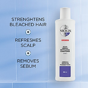 Nioxin System 6 Scalp Therapy Conditioner with Peppermint Oil, Treats Dry Scalp, Provides Moisture Control & Balance, For Bleached & Chemically Treated Hair with Progressed Thinning, 10.1 fl oz