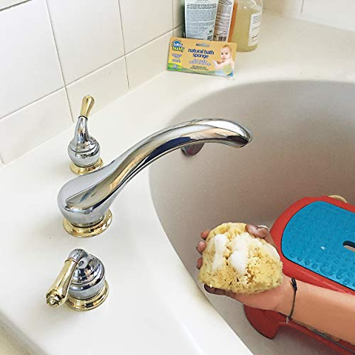 Baby Buddy Natural Yellow Sea Sponge, Baby Bath Sponge, Soft on Tender Skin, Hypoallergenic, Yellow, 4in, 1 Count