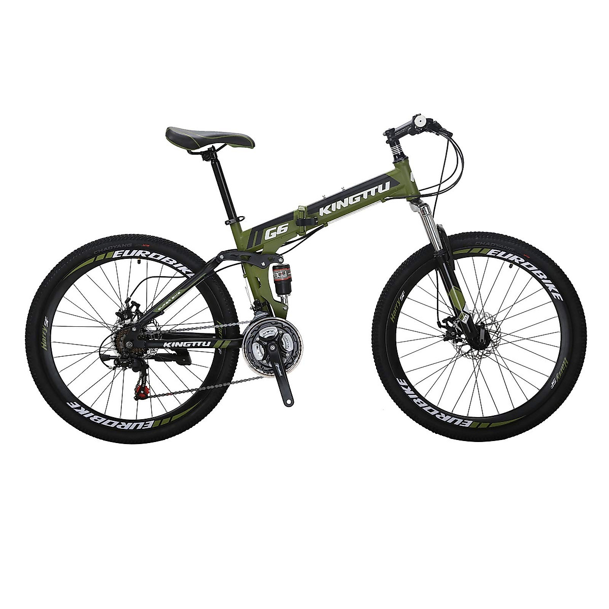 LZBIKE Bike G6-26 26 inch Bike Mountain Bike 26" 21 Speed Shift Left 3 Right 7 Cycle Folding Mountain Bike Frame Shock Absorption Mountain Bike (Army Green G6 SPO)
