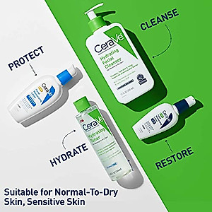 CeraVe Hydrating Toner for Face Non-Alcoholic with Hyaluronic Acid, Niacinamide, and Ceramides for Sensitive Dry Skin, Fragrance-Free Non Comedogenic, Full Size, 6.8 Fl Oz