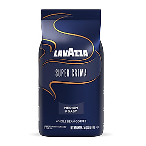 Lavazza Super Crema Whole Bean Coffee Blend, light-Medium Espresso Roast, 2.2 Pound (Pack of 1) ,Premium Quality, Aromatic, Mild and creamy