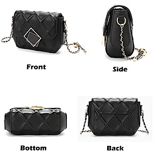 YXBQueen Women's Small Bags Black Chain Crossbody Purse Quilted PU Leather Shoulder Bag with Chain Strap