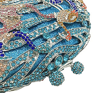 Elegant Flamingo Clutch Women Crystal Evening Purses and Handbags Luxury Wedding Party Bridal Rhinestone Bag (Mini,Blue)