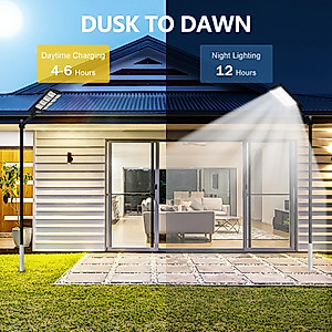 DHrtara Solar Lights Outdoor, 500W LED Solar Powered Motion Sensor Flood Lights, with Remote, Dusk to Dawn IP66 Waterpro Solar Security Wall Lights,for Exterior Wall, Patio, Yard, Deck, Garden