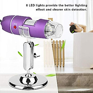 USB Digital Microscope 24Bit DSP Handheld Skin Hair Scalp Detector 50-500× Magnification Beauty Microscope for Measurement, Photo and Video Capture