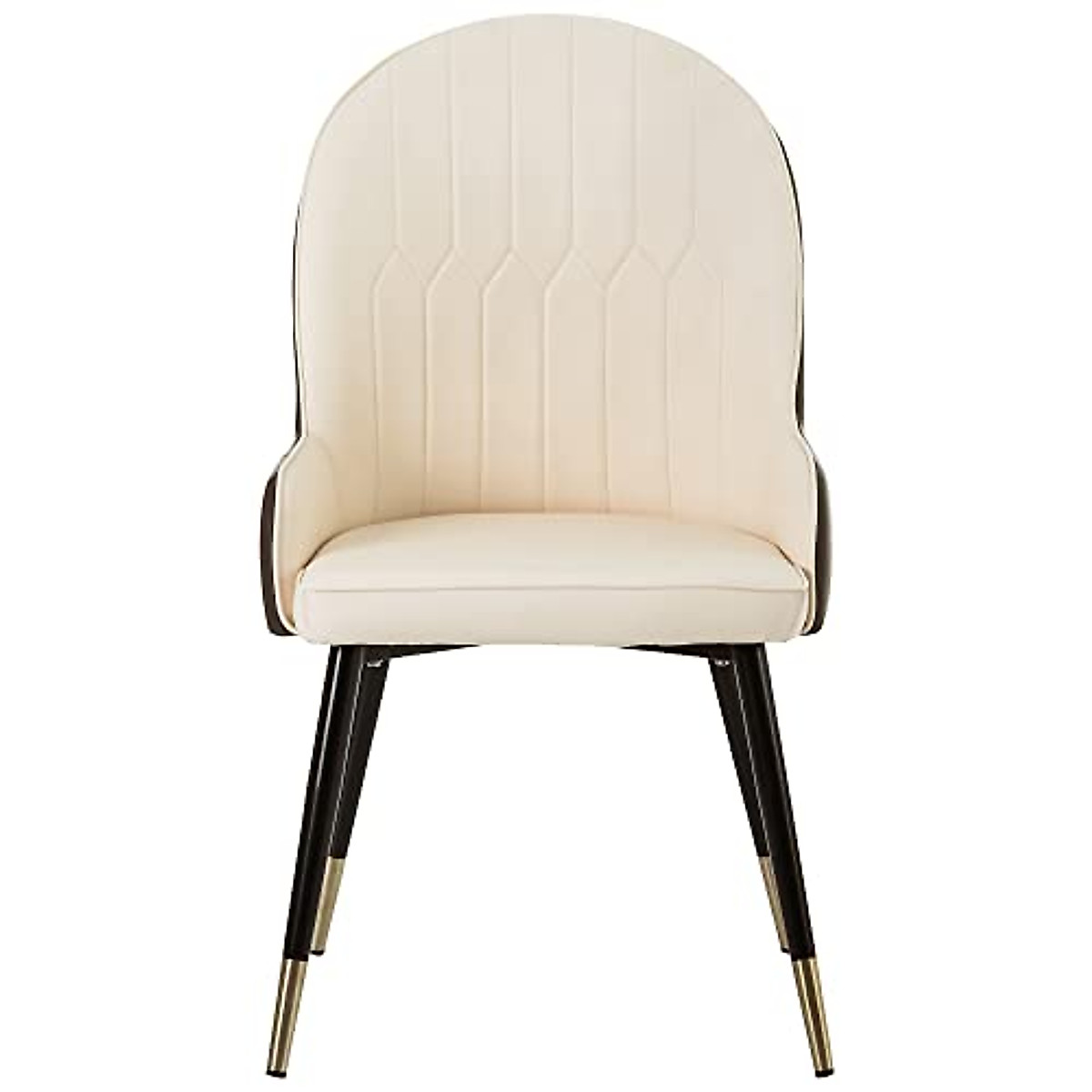 RuiSiSi Modern Dining Chairs, PU Leather Side Chair Pub Chairs French Style Kitchen Room Chairs with Comfortable Wing Back and Solid Metal Chair Legs, Set of 2, Brown