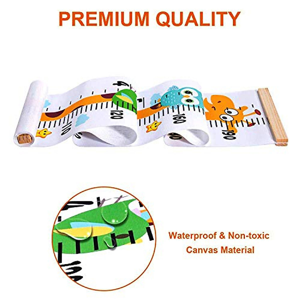JJGoo Baby Growth Height Chart Hanging Ruler Wall Decor for Kids, Canvas Removable Height Growth Chart 79" x 7.9"(Giraffe)
