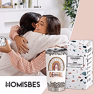 HOMISBES Dental Assistant Gifts for Women - Stainless Steel Leopard Nutrition Facts Tumbler Cup 20oz for Dental Assistant - Dental Assistant Appreciation Travel Mug